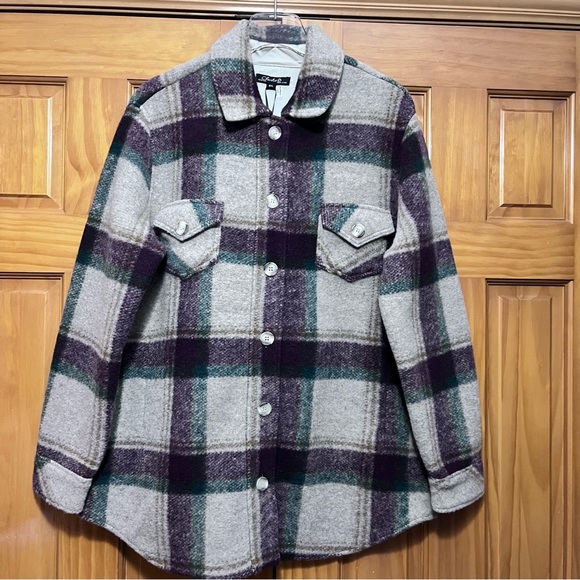CHARLIE B | Jackets & Coats | Charlie B Plaid Shacket Wool Blend Size ...